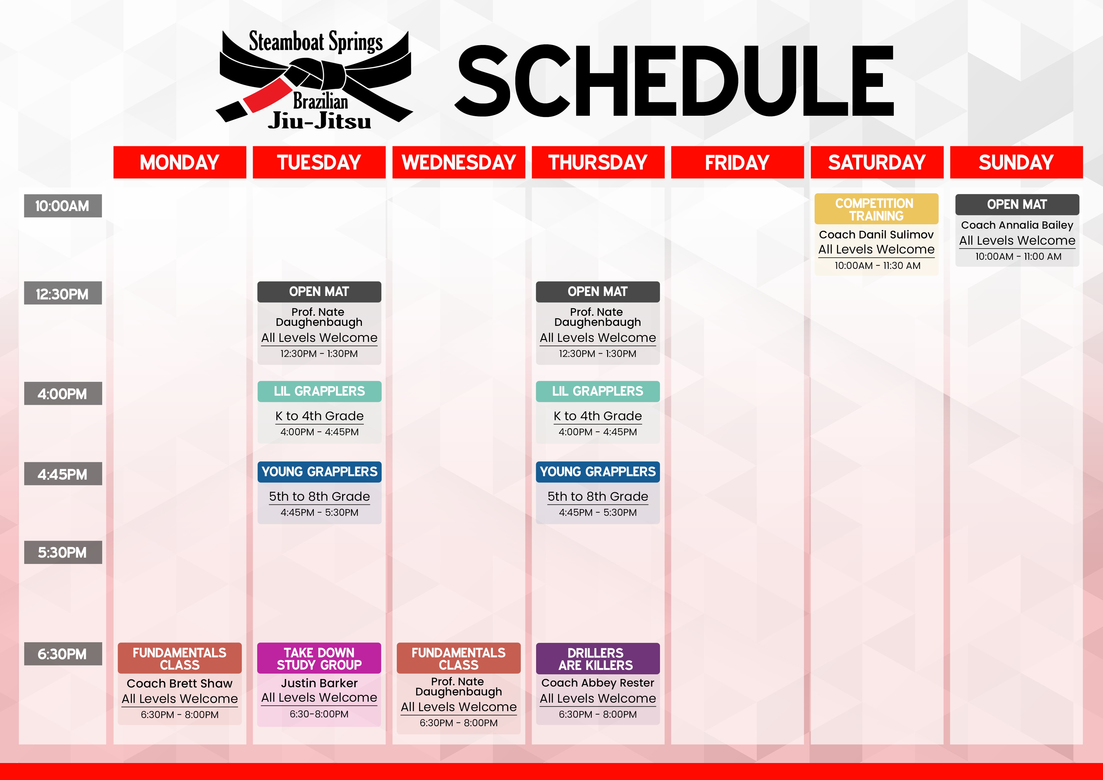 Schedule – SteamboatBJJ